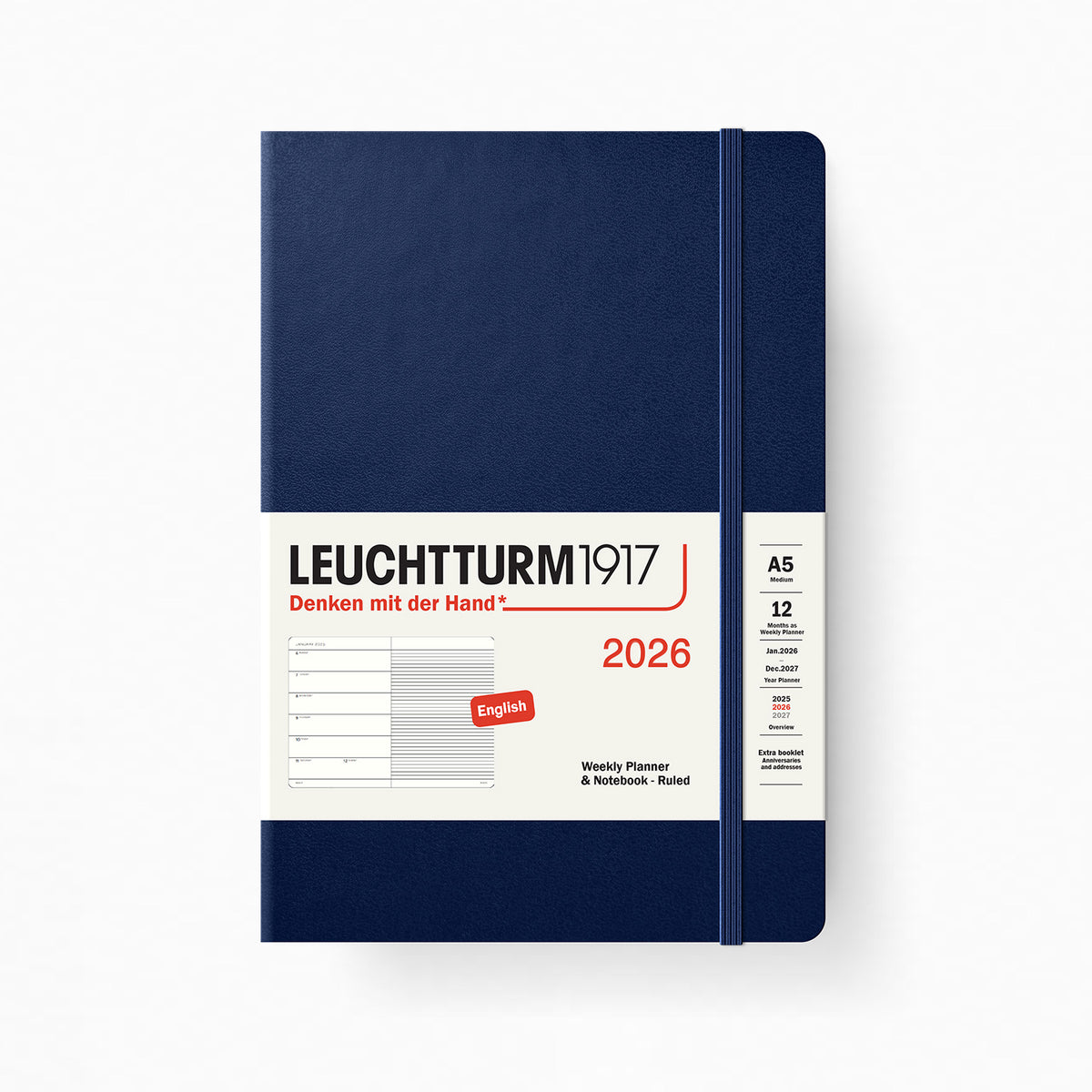 2026 Leuchtturm 1917 Weekly Planner & Notebook - NAVY Hardcover, Ruled ...