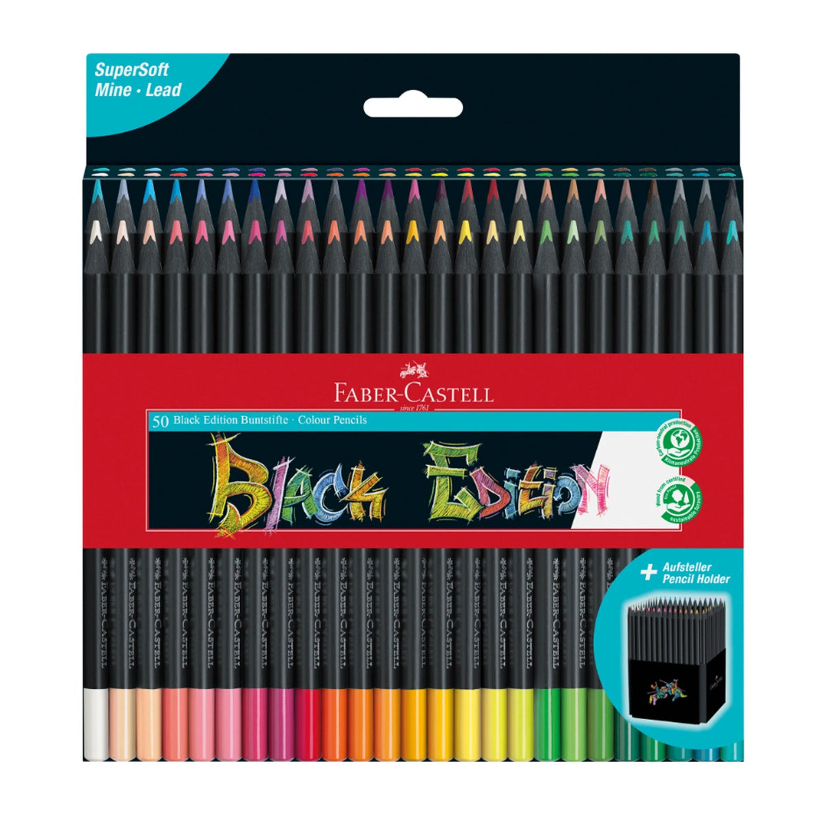 Faber Castell Black Edition Colored Pencils - Basic Colors 50 Set ...