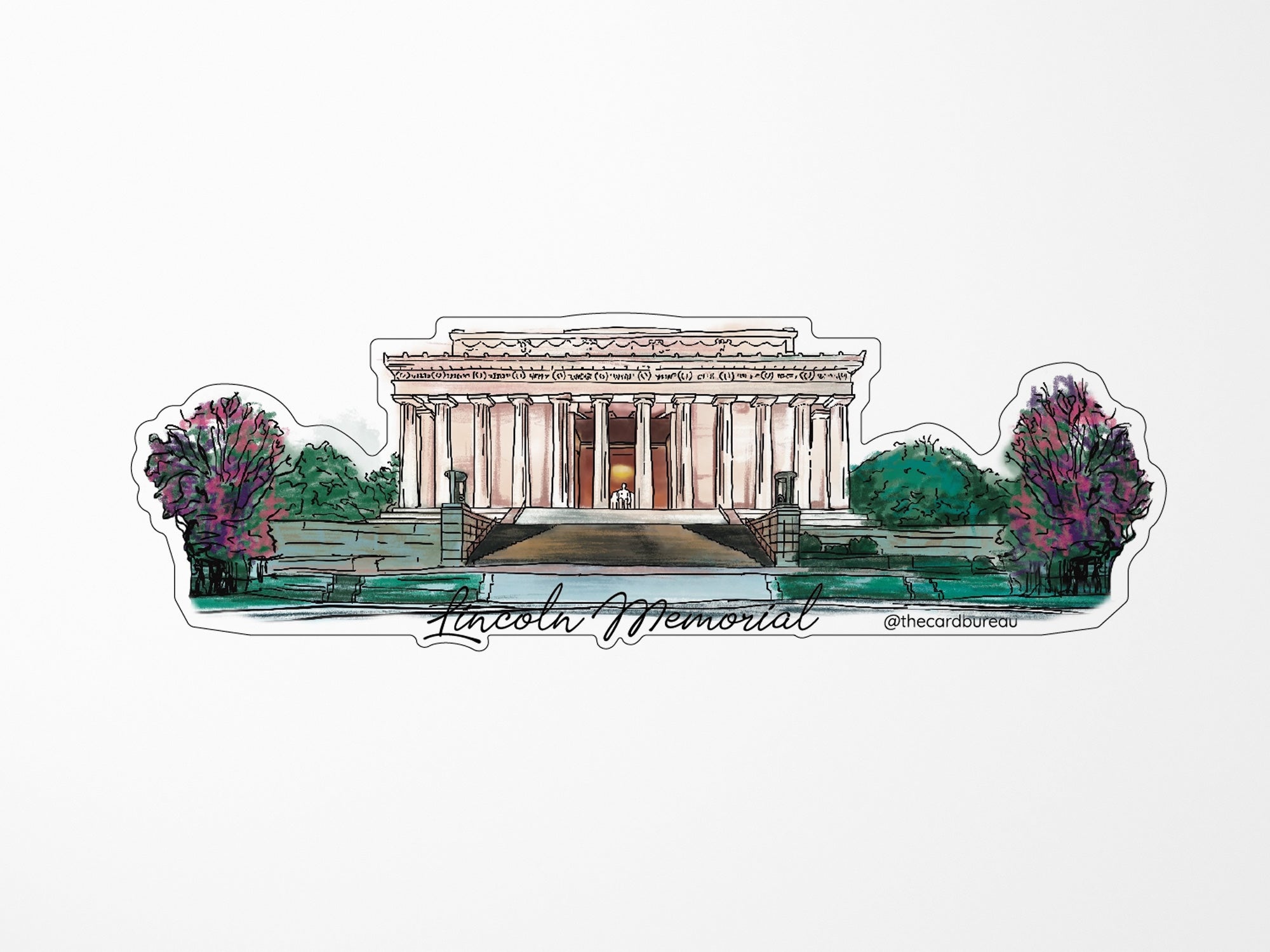 Lincoln Memorial Hand Drawn Sticker – Jenni Bick Custom Journals