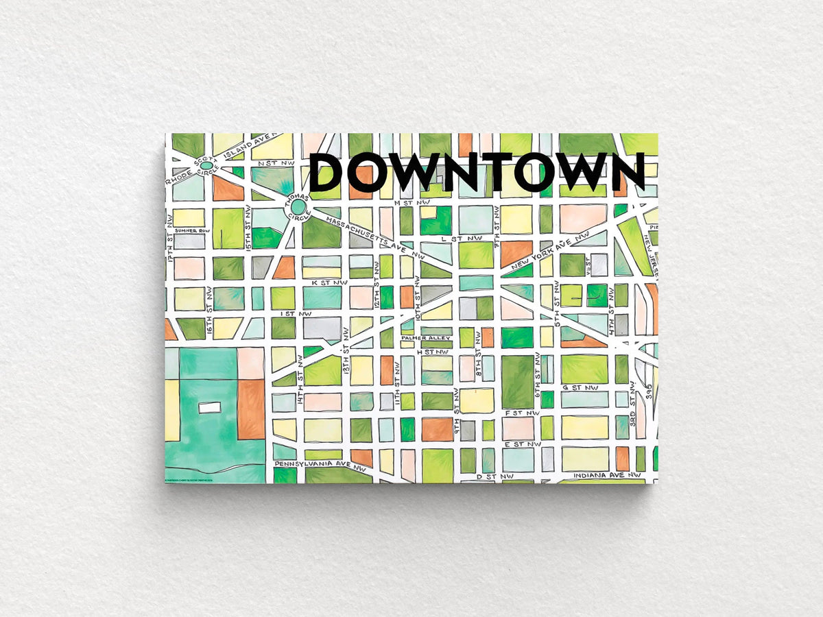 Downtown DC Art Map Greeting Card – Jenni Bick Custom Journals